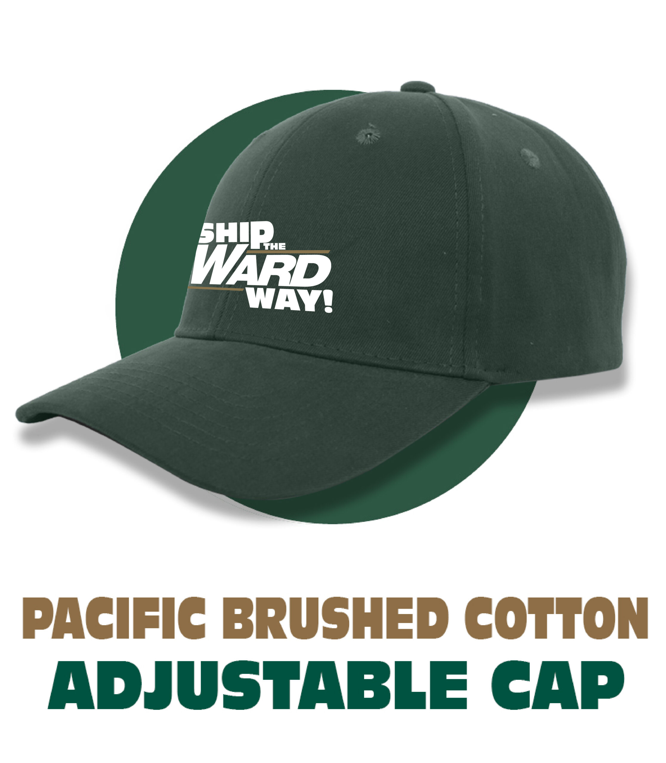 Pacific Brushed Cotton Adjustable Cap Forest Green with White Thread ...