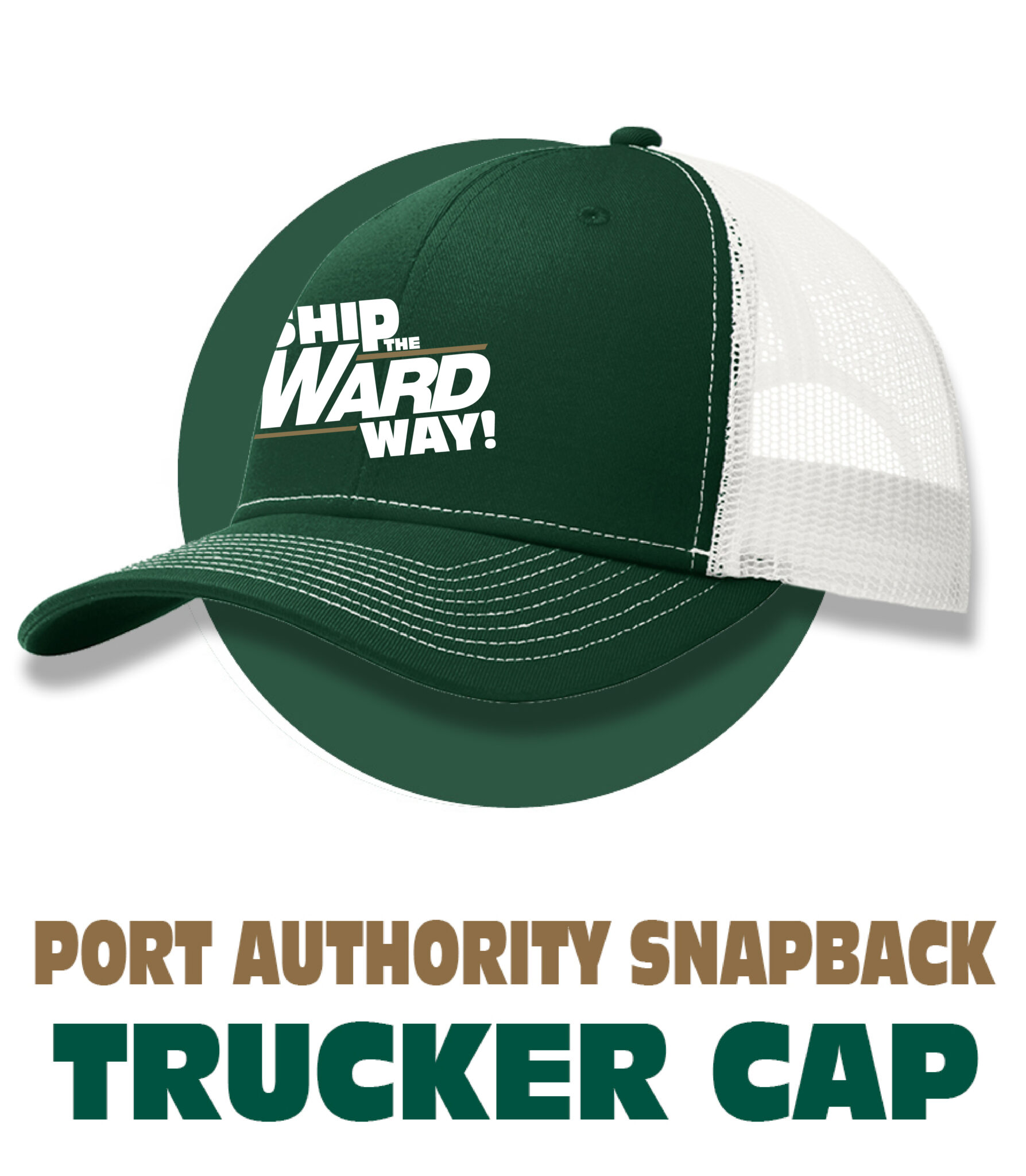 Port Authority Snapback Trucker Cap with White Thread – Ward Gear ...